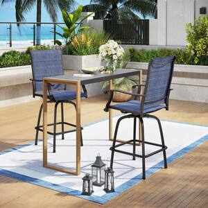 LUE BONA Humphrey 3 Piece 45 in. Teak Alu Outdoor Patio Dining Set Pub ...