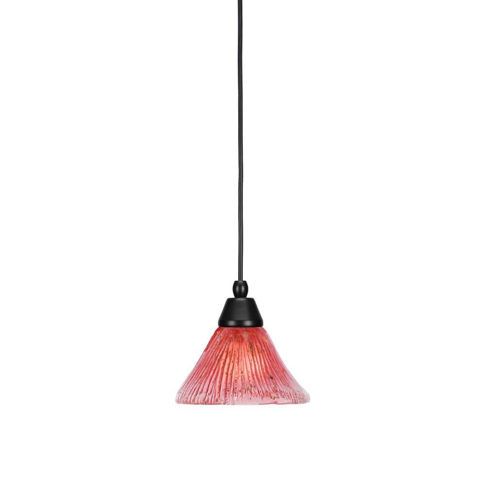 Bryson 100-Watt 1-Light Black Shaded Pendant Light Mini Pendant with 7 ...
