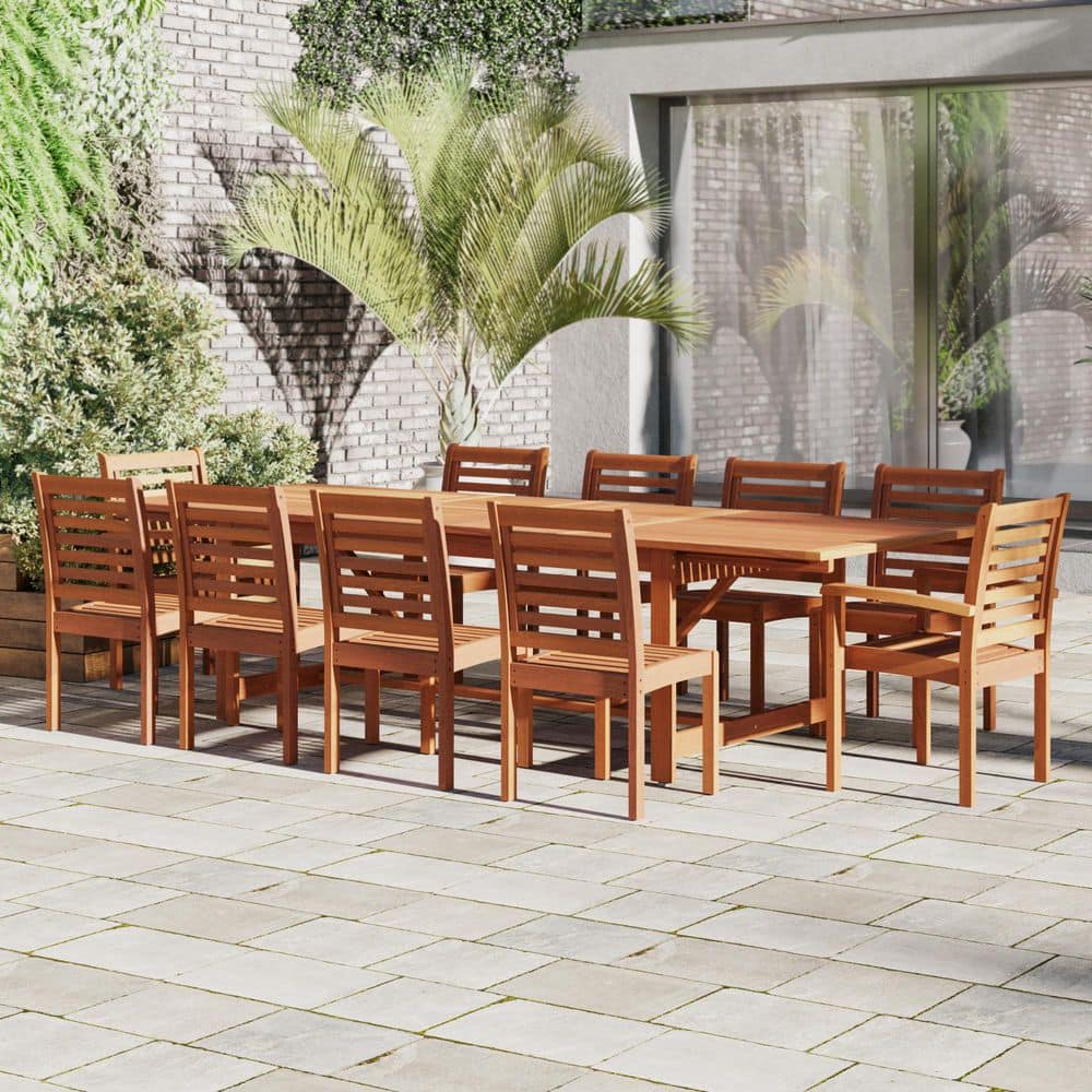 Amazonia Turner 11-Piece Eucalyptus Extendable Rectangular Patio Dining ...