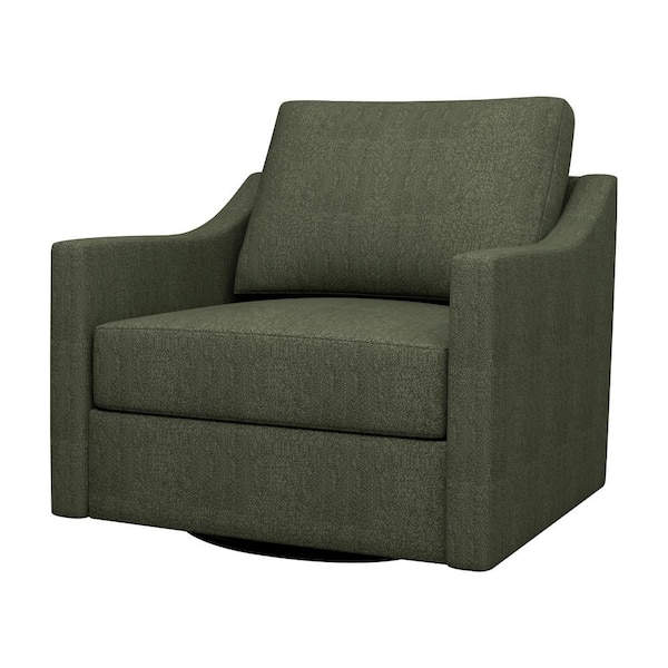 Swivel Wood Outdoor Rocking Chair with Green Cushion, 360° Rotation and ...