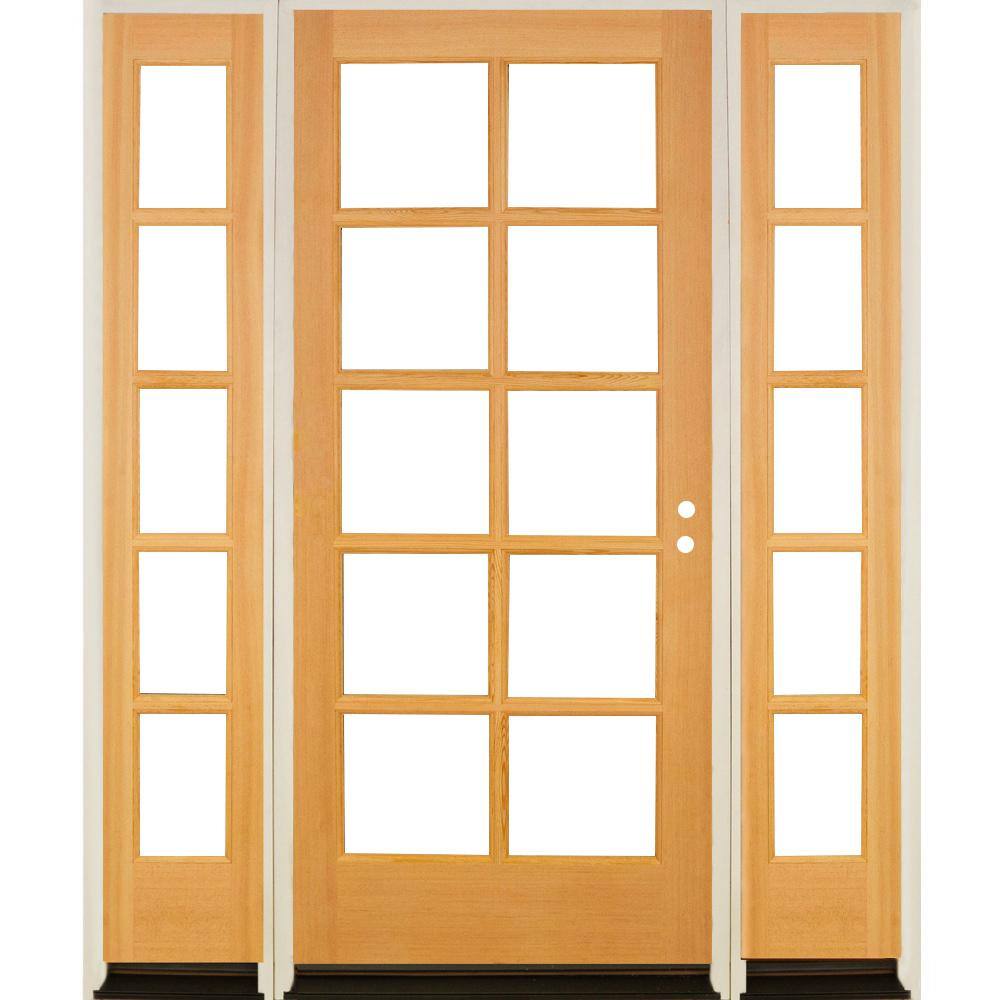 Krosswood Doors 64 in. x 80 in. French LH Full Lite Clear Glass Natural ...