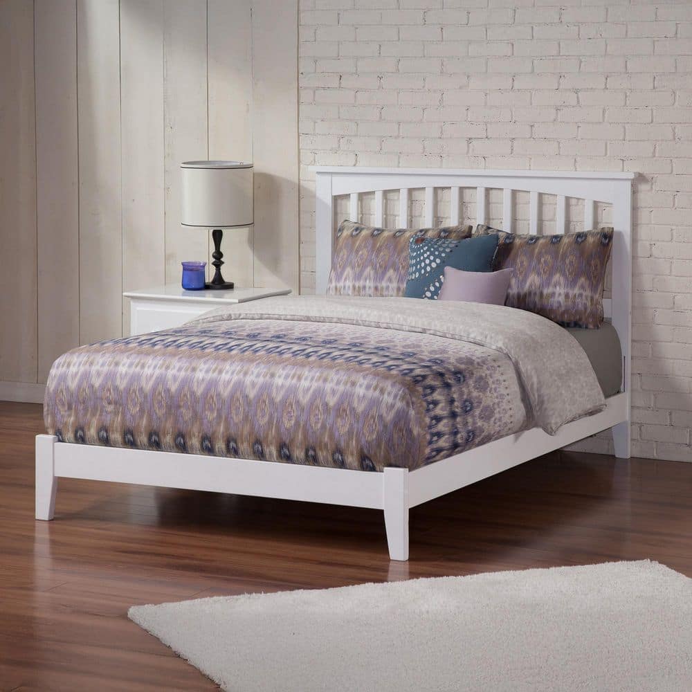 AFI Mission White Queen Solid Wood Frame Low Profile Platform Bed with ...