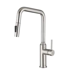 Flynama Single Handle Pull Down Sprayer Kitchen Faucet in Matte Black ...