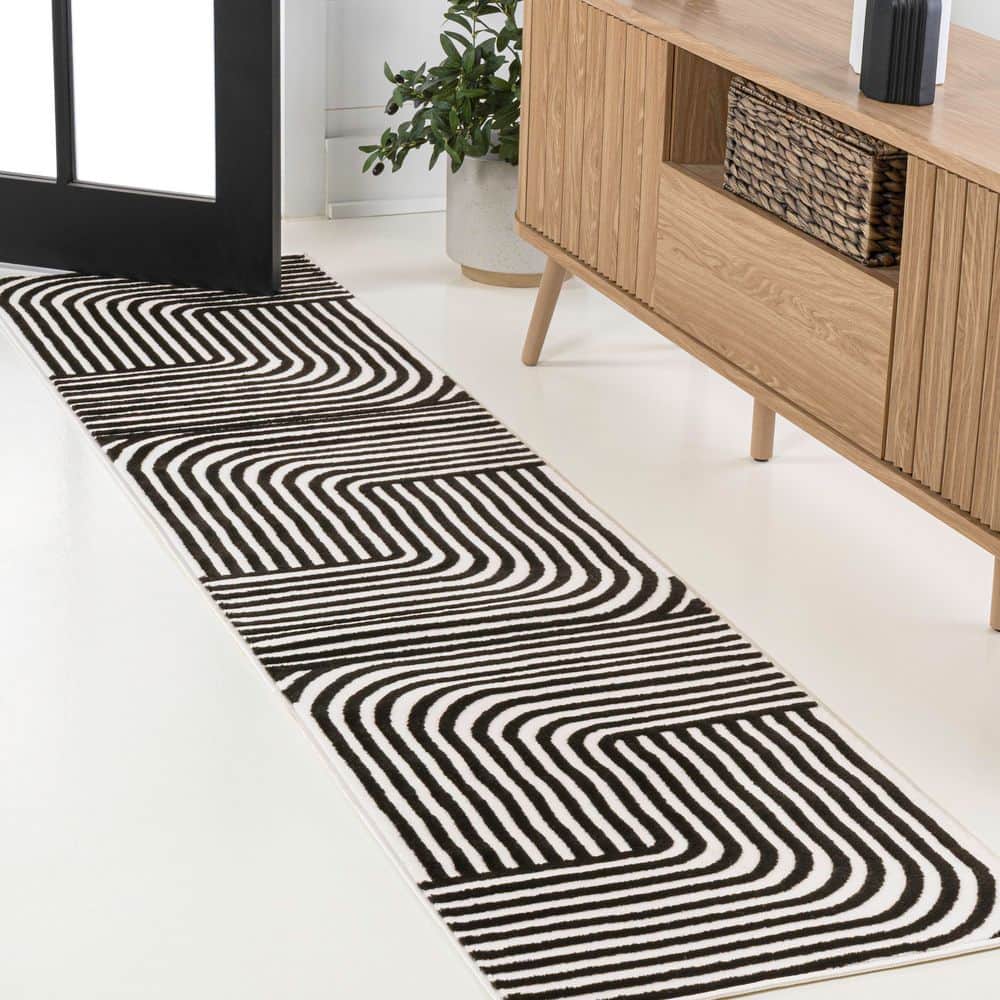 JONATHAN Y Odense High-Low Minimalist Angle Geometric Black/White 2 ft ...