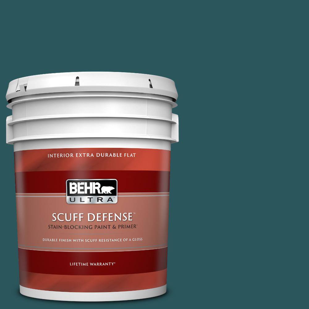 BEHR ULTRA 5 gal. #MQ6-01 Ocean Abyss Extra Durable Flat Interior Paint ...