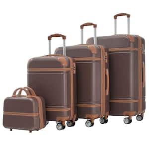 Tatahance 4-Piece Brown ABS Hardside Spinner Lightweight Luggage Set ...
