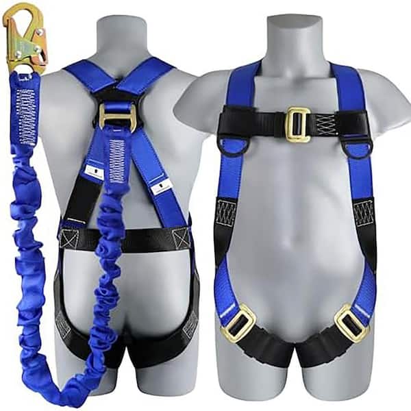 KIWDZFU Full Body Safety Harness with 6 ft. Lanyard Fall Protection Construction Kit ANSI OSHA ...