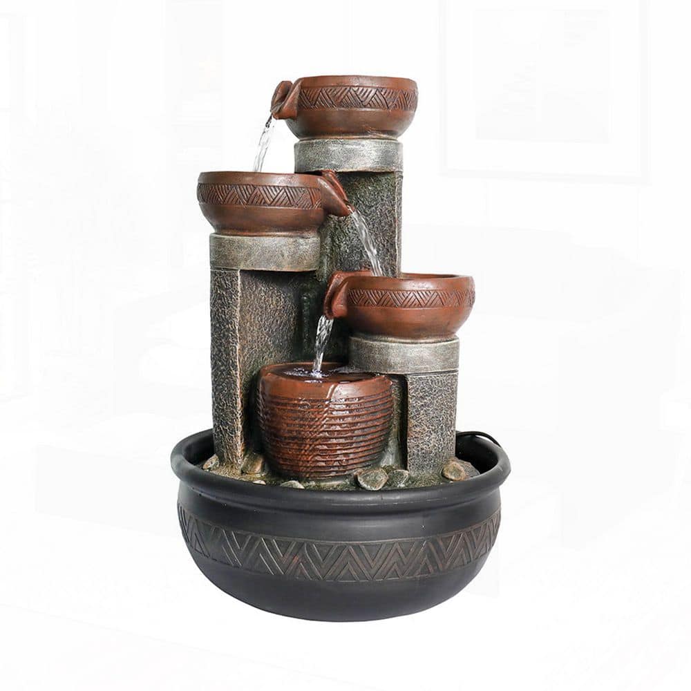 15.7 in. Resin 4-Tier Cascading Indoor Tabletop Waterfall Tiered ...