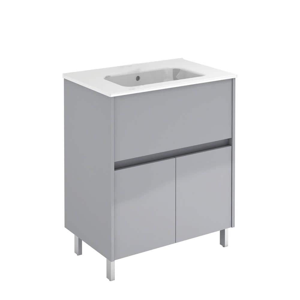 ROYO Band 28 in. W x 18 in. D x 34 in. H. Bath Vanity in Gloss Galet ...