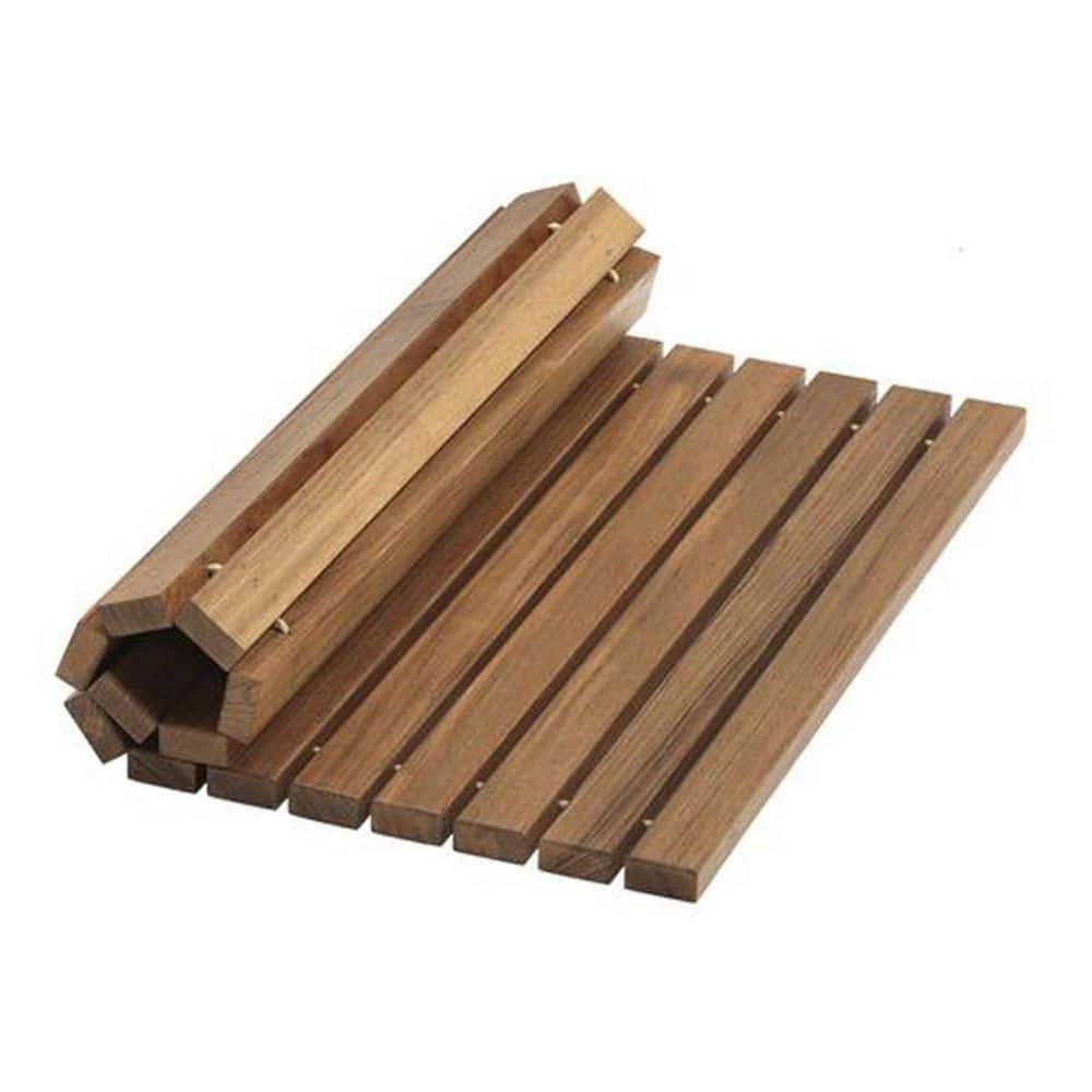 HomeRoots 19.75 in. x 19.75 in. Brown Solid Color Wood Square Bath Mat ...