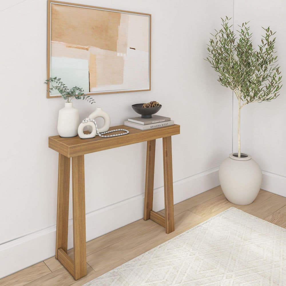 Reviews for PLANK+BEAM Classic 36 in. Pecan Rectangle Wood Console ...