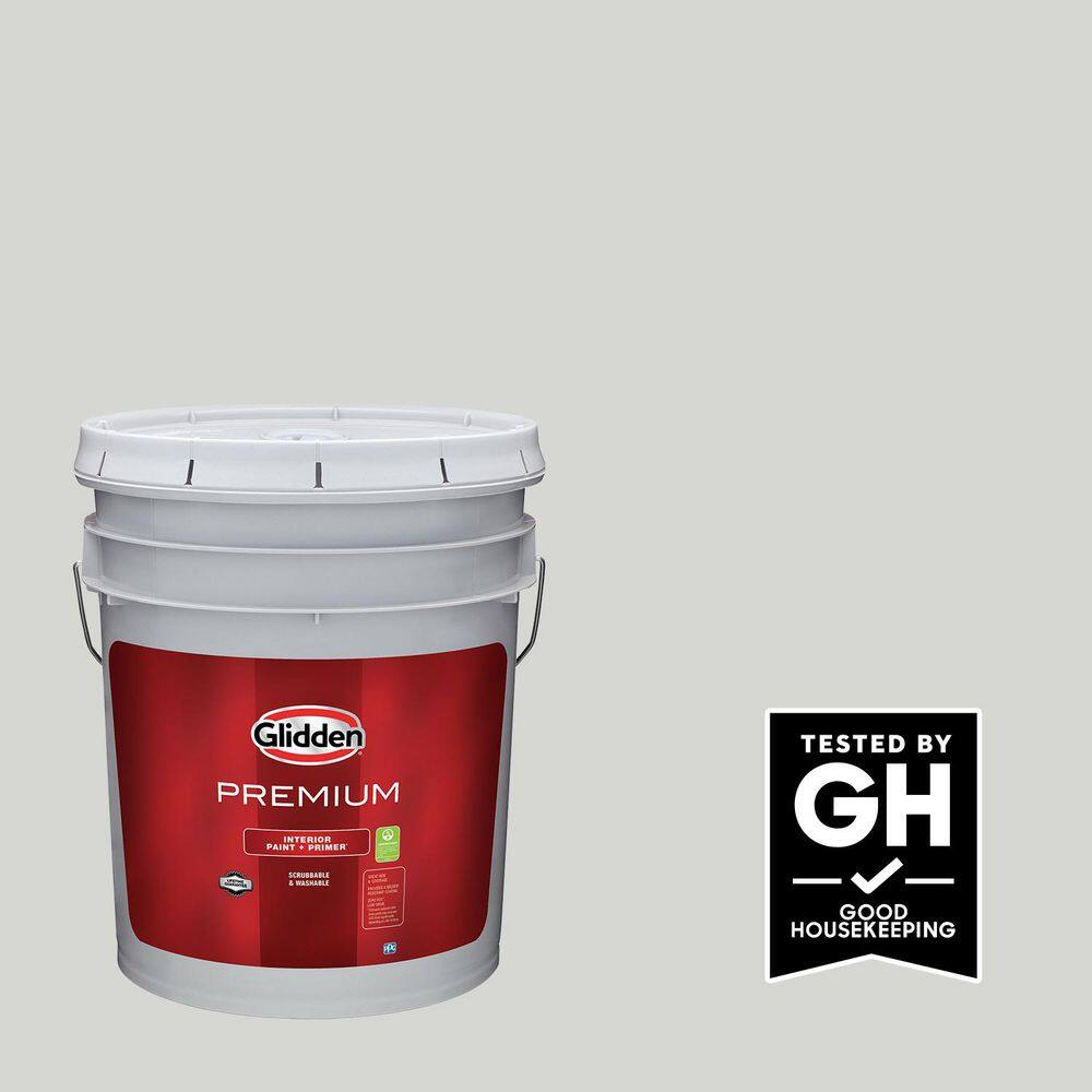 Glidden Premium 5 gal. PPG1010-2 Fog Satin Interior Latex Paint PPG1010 ...