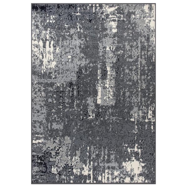 World Rug Gallery Modern Abstract Gray 7 ft. 10 in. x 10 ft. Area Rug ...