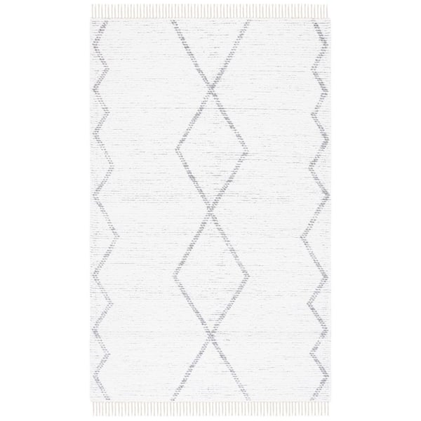 SAFAVIEH Casablanca 8 ft. x 10 ft. Ivory/Gray Zig-Zag Diamond Area Rug ...