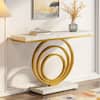Tribesigns Catalin 41.34 in. Gold Rectangle White Faux Marble ...