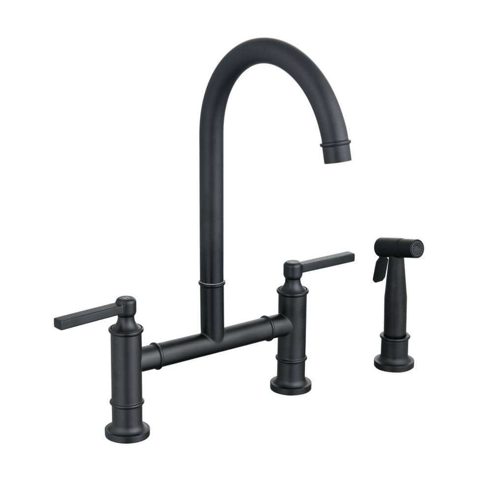 GIVING TREE Swan Double Handle Bridge Kitchen Faucet 360° rotation High ...
