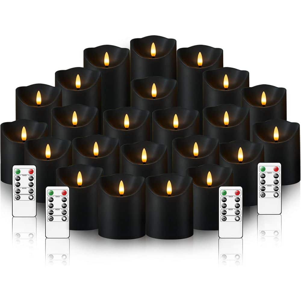 Black Flameless Votive Candles with Remote and Timer- (Set of 24 ...
