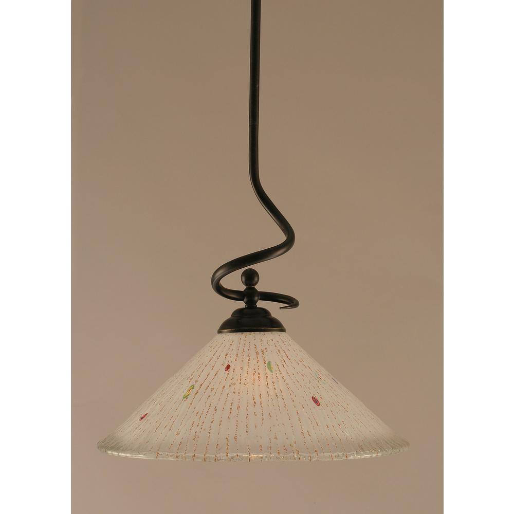 Royale 100-Watt 1-Light Dark Granite Shaded Pendant Light with 16 in ...