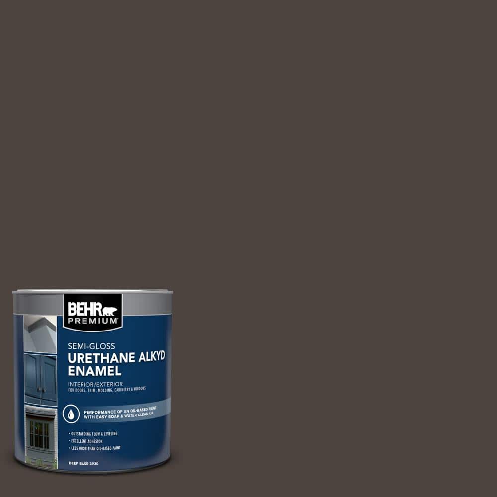 BEHR PREMIUM 1 qt. #PPU5-01 Espresso Beans Semi-Gloss Enamel Urethane ...