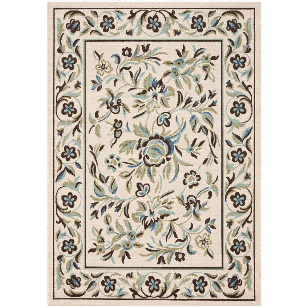 SAFAVIEH Veranda Cream/Green 8 ft. x 11 ft. Border Indoor/Outdoor Patio ...