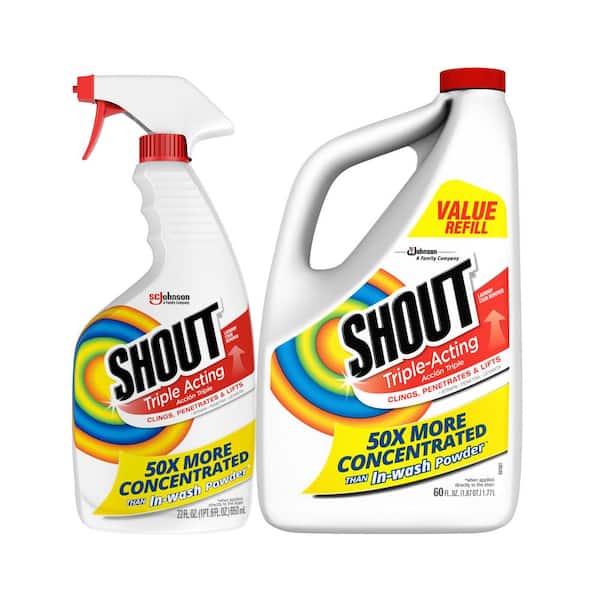 Shout Trigger Triple-Acting Stain Remover 22 oz. + 60 oz. Refill Value ...