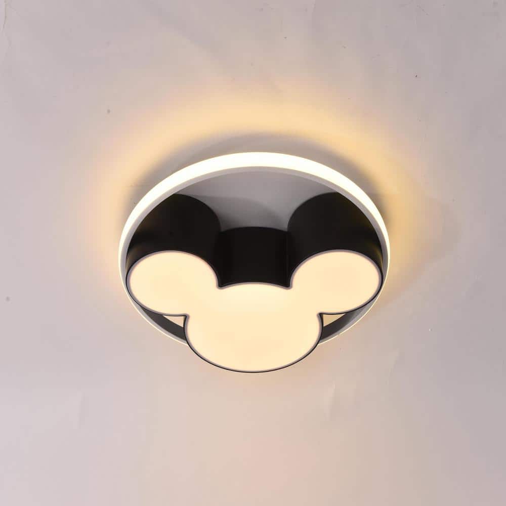 HUOKU Lumin 20.47 in. 1-Light Black and White Smart LED Flush Mount ...