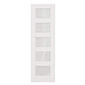 ARK DESIGN 30 in. x 80 in. 5-Lite Tempered Frosted Glass White Solid ...