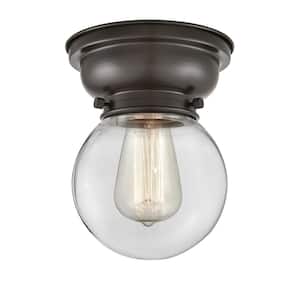 Innovations Beacon 6.25 in. 1-Light Matte Black Industrial Flush Mount ...