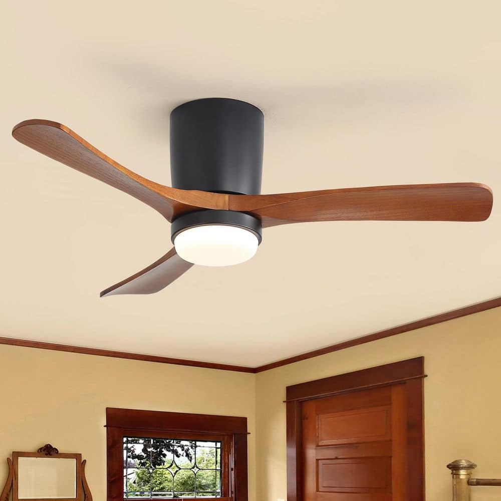 Sofucor 42 in. Indoor/Outdoor Black Flush Mount Walnut Blade Standard ...