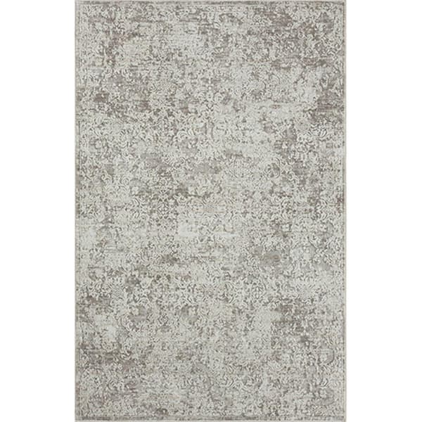 Transitional Distressed Gray 8 ft. x 10 ft. Bordered Floral High-Low ...