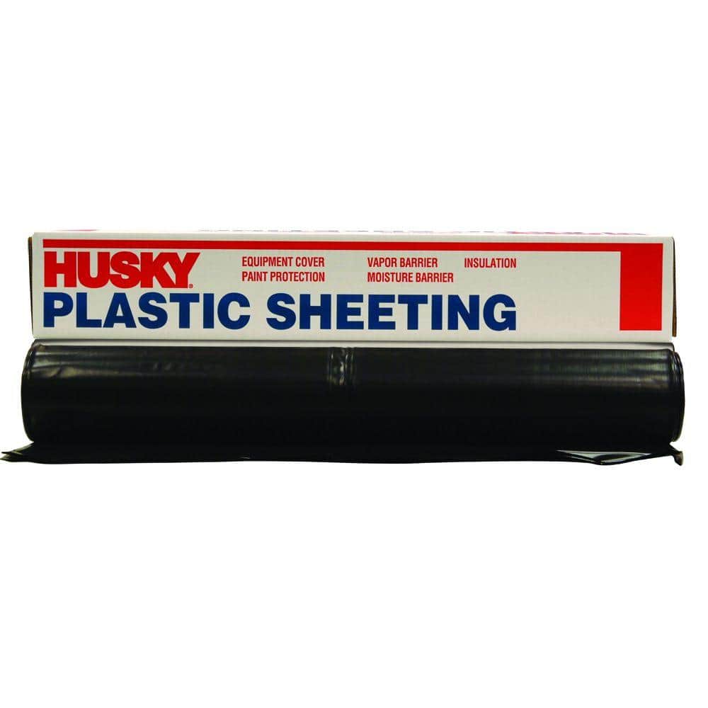 HUSKY 20 ft. x 50 ft. Black 4 mil Plastic Sheeting-CF0420-50B - The ...