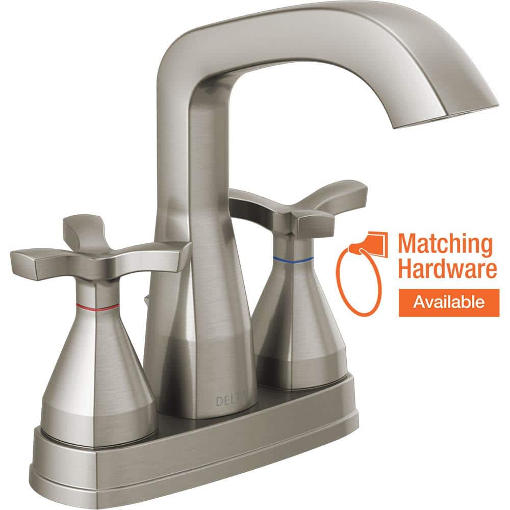 Delta Stryke 4 in. Centerset 2-Handle Bathroom Faucet in Stainless ...