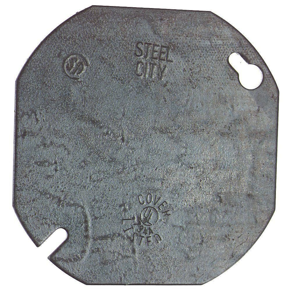 Steel City 4 in. Square Steel Metallic Box Cover for Double Duplex ...