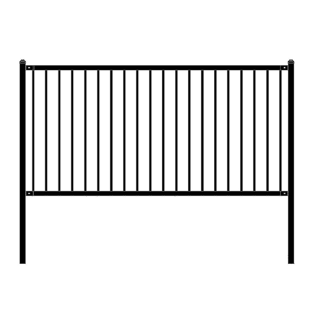 ALEKO Lyon Style 4 ft. x 8 ft. Black Steel Unassembled Fence Panel ...