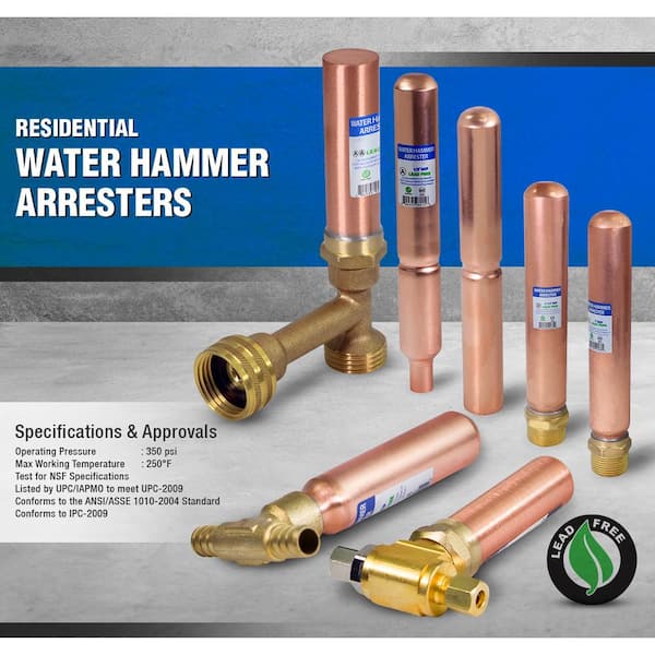 PLUMBFLEX 1/2 in. x 1/2 in. PEX Barb Tee Copper Water Hammer Arrestor Type AA HA12MP-NL - The ...