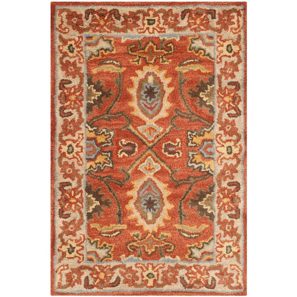 SAFAVIEH Heritage Rust/Beige Doormat 2 ft. x 3 ft. Border Area Rug ...
