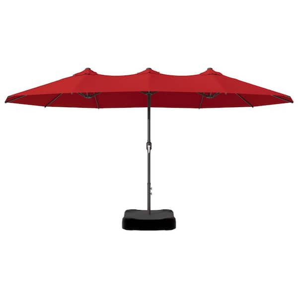 Esunny 15 ft. x 8.7 ft. Market Double Sided Umbrella Outdoor Patio ...