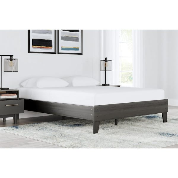 Signature Design By Ashley Brymont Gray Wood Frame Queen Platform Bed ...