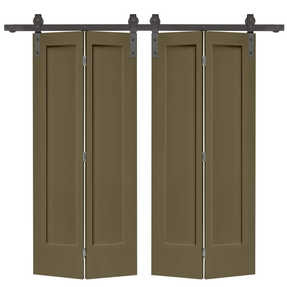 CALHOME 72 in. x 80 in. Hollow Core 1-Panel Olive Green MDF Composite ...
