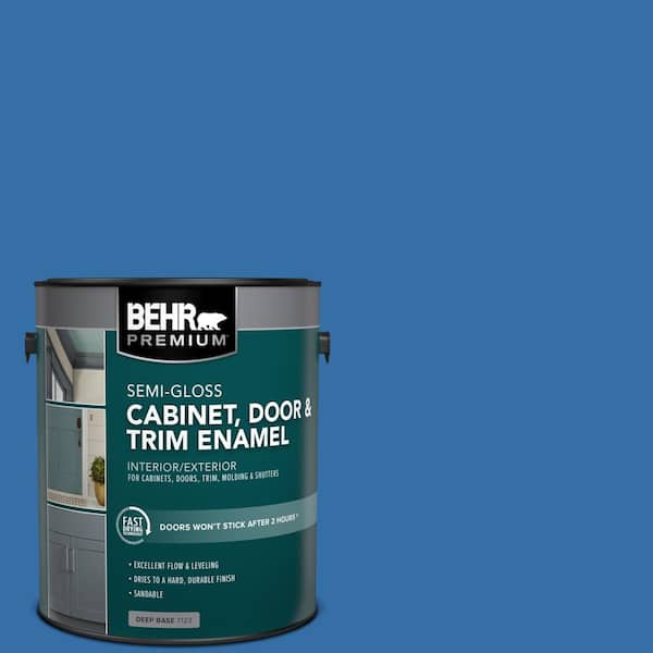 BEHR PREMIUM 1 gal. #P520-6 Mega Blue Semi-Gloss Enamel Interior ...