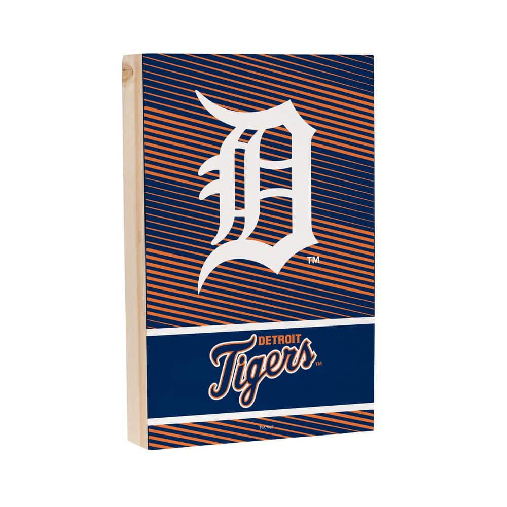 Evergreen Detroit Tigers 8 in. x 12 in. Team Color Stripes Wood Plock ...
