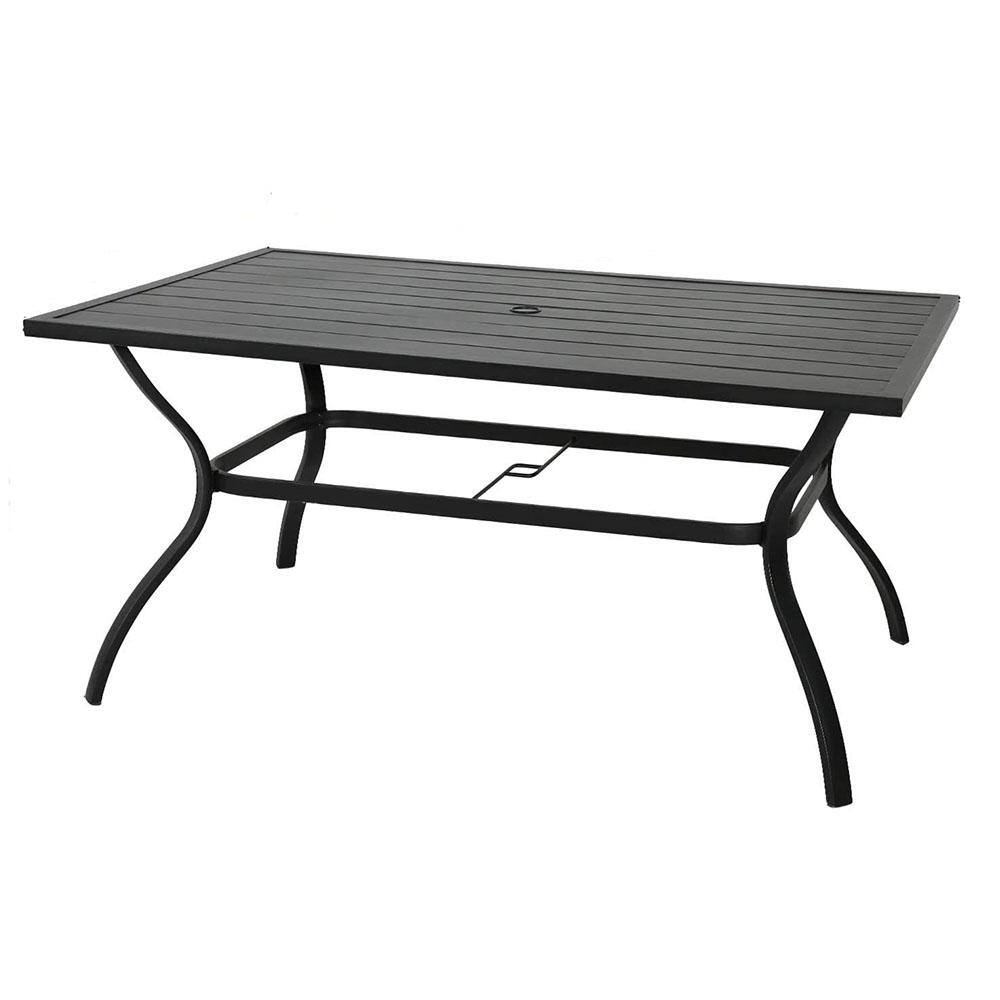 Cisvio Outdoor Metal Slat Dining Table Patio Rectangle Bistro Table ...