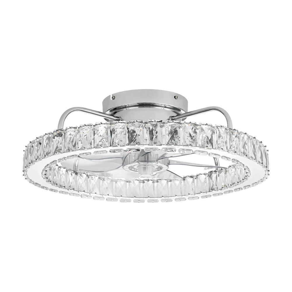 Rennnsan Skylar 19.68 in. W Chrome Indoor Crystal Ring Ceiling Fan with ...