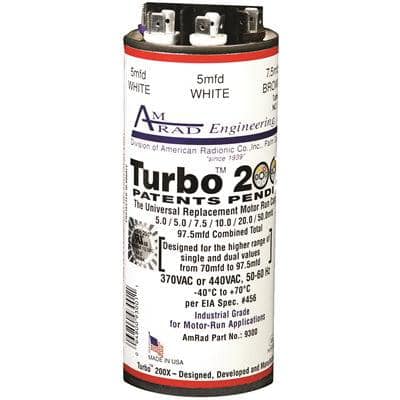 Turbo 200 X Capacitor, 70-97.5 MFD, 370 / 440 VAC TURBO 200X - The Home ...