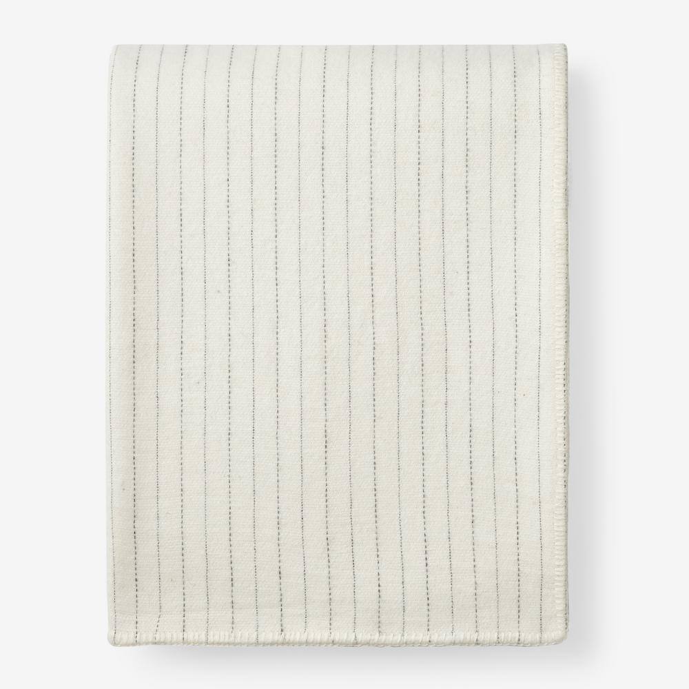 The Company Store Pinstripe Cream Wool Twin Blanket 85066-T-CREAM - The ...