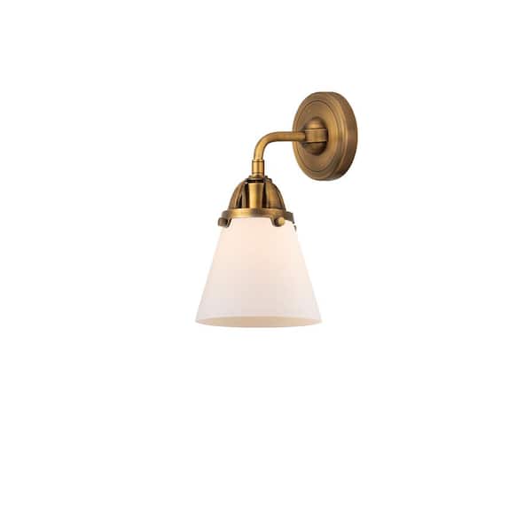 Innovations Cone 1-Light Brushed Brass, Matte White Wall Sconce with ...