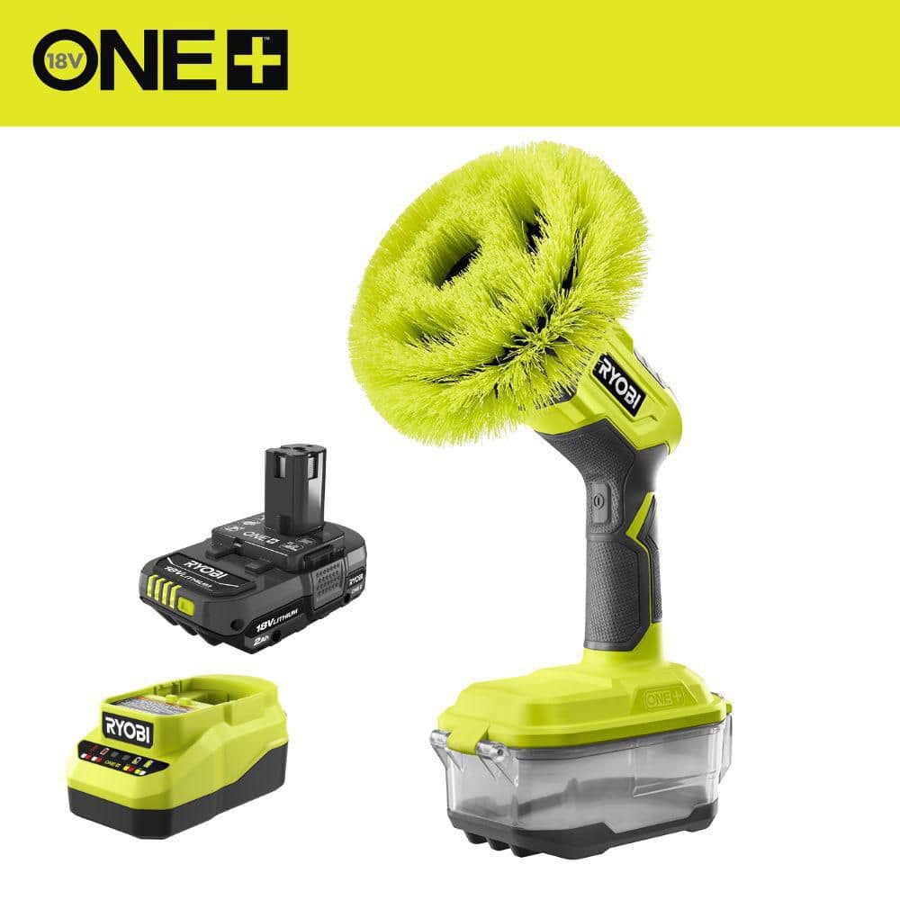RYOBI ONE+ 18V Cordless VORTEX Power Scrubber Kit with 2.0 Ah Battery ...