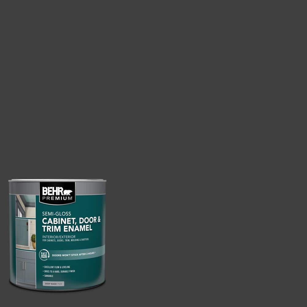 BEHR PREMIUM 1 qt. #1350 Ultra Pure Black Semi-Gloss Enamel Interior ...