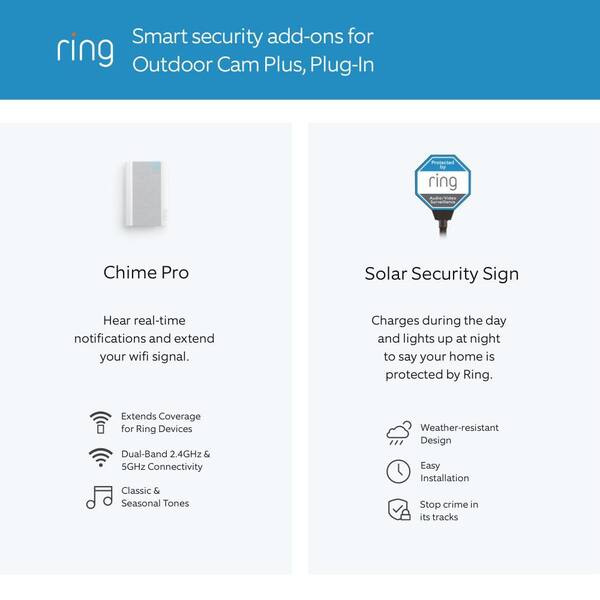 Ring Outdoor Cam Plus, Plug-In Security Camera with 2K Video, Low-Light ...