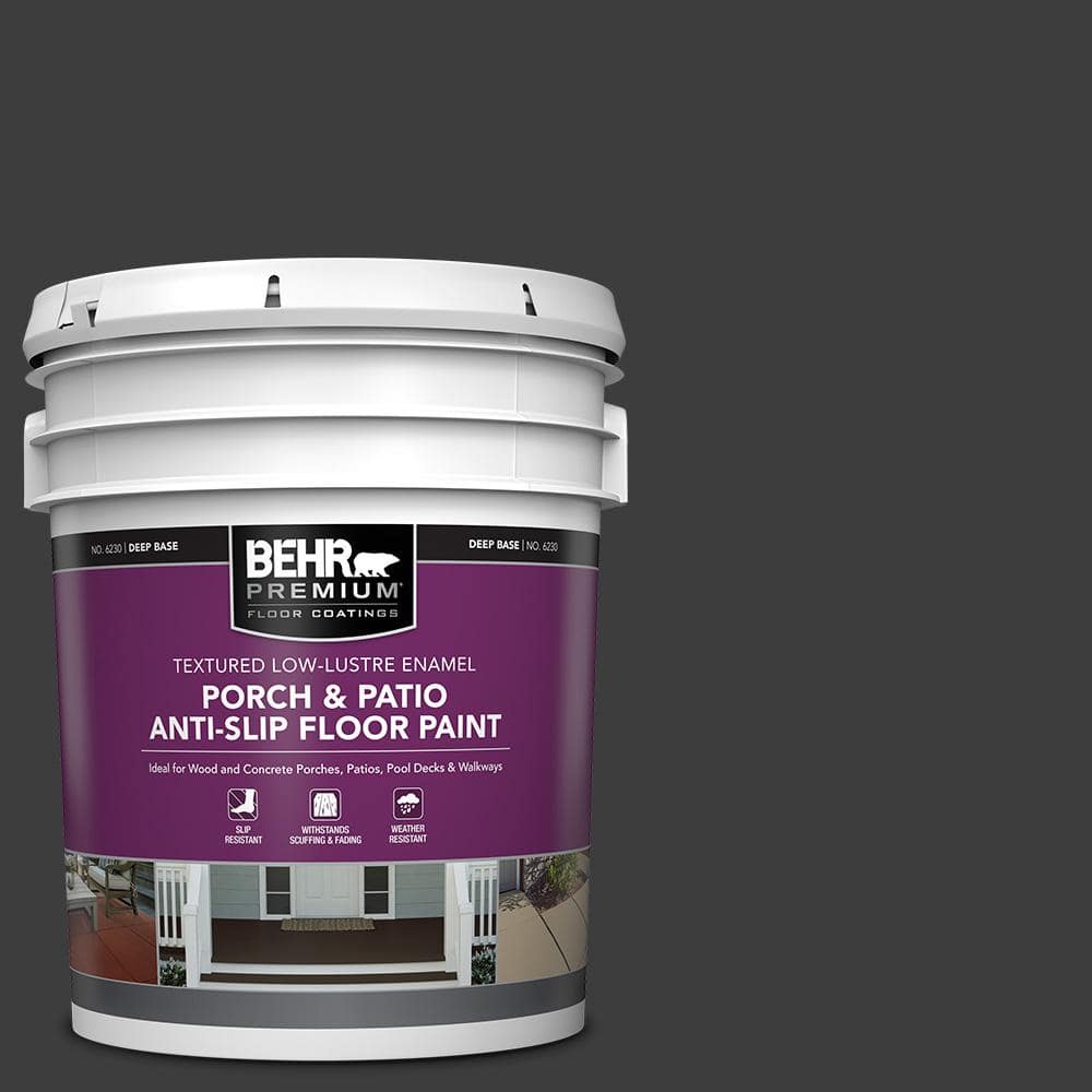 BEHR PREMIUM 5 gal. Black Textured Low-Lustre Enamel Interior/Exterior ...